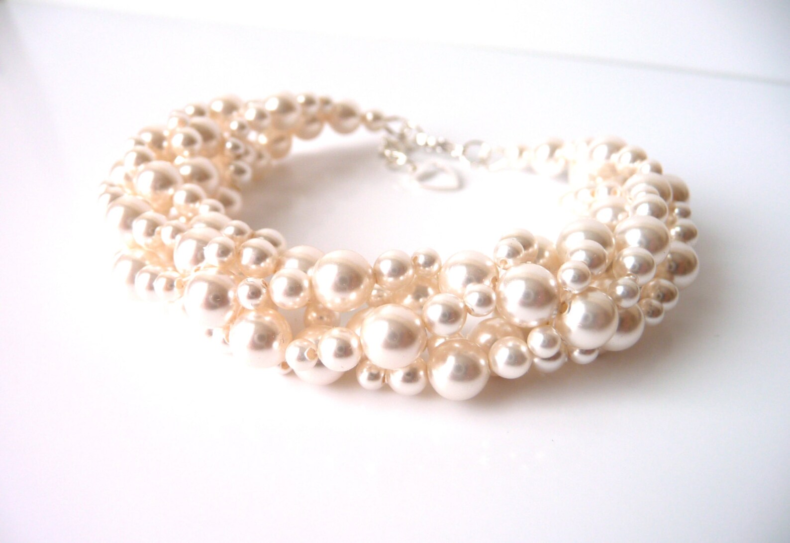 Multi Strand Pearl Bracelet White or Ivory Pearl Wedding - Etsy