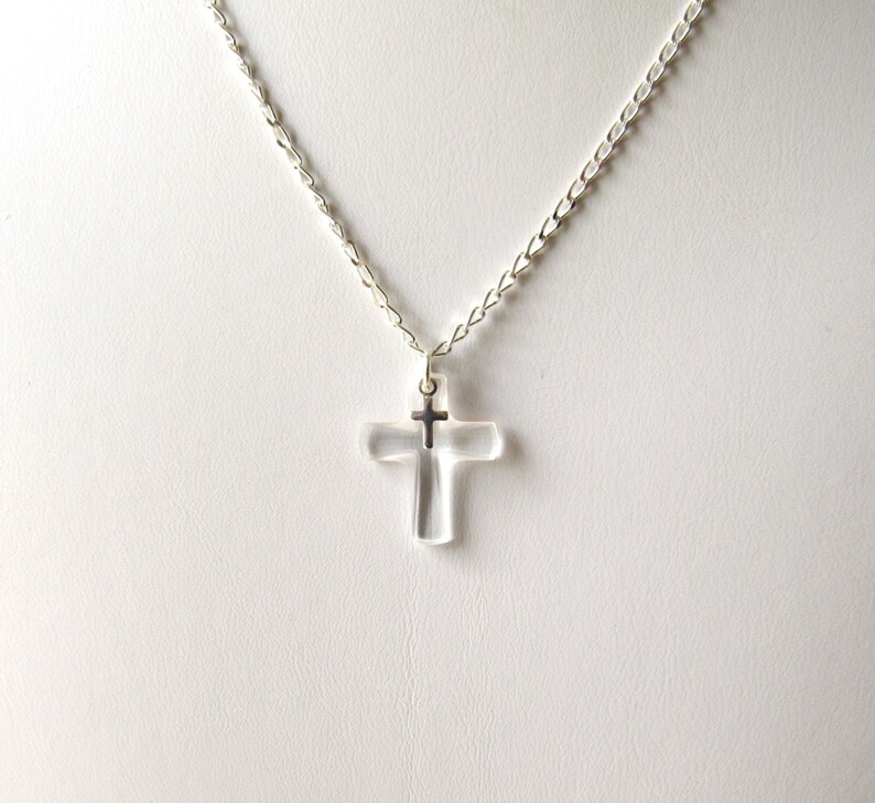 Silver Cross Necklace Tiny Cross Necklace Crystal Cross | Etsy