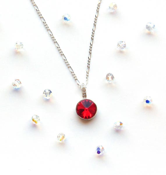 Red Pendant Necklace Red Crystal Necklace Gift for - Etsy