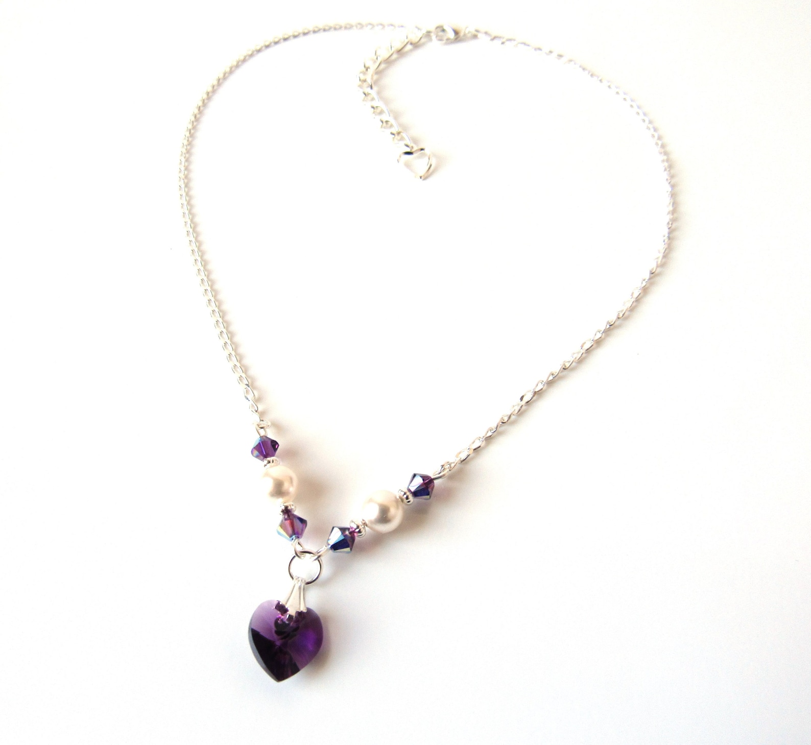 Birthstone Necklace, CHOOSE Colors & Sizes, Heart Charm Necklace ...