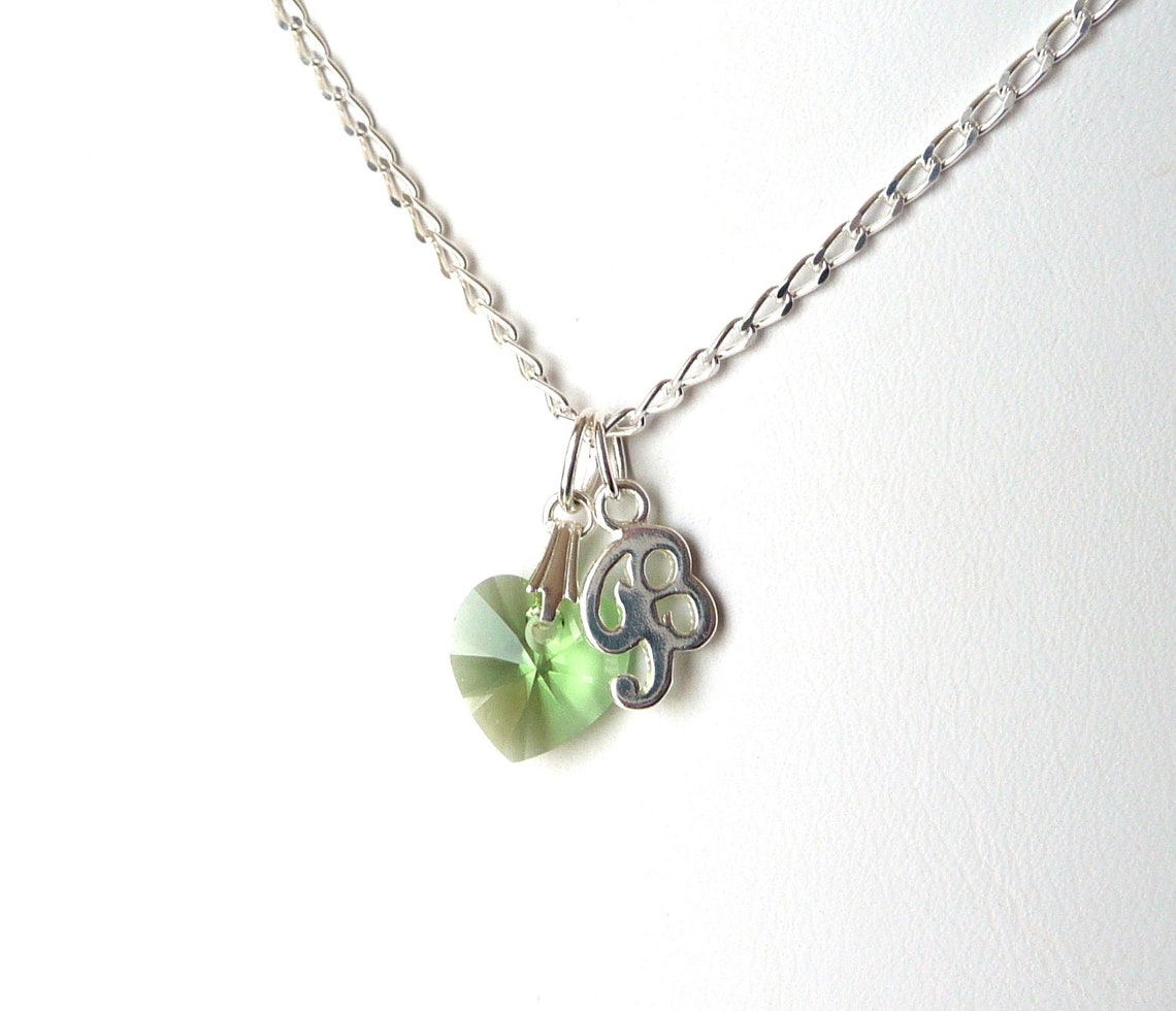 August Birthstone Necklace Sterling Silver Initial Necklace | Etsy