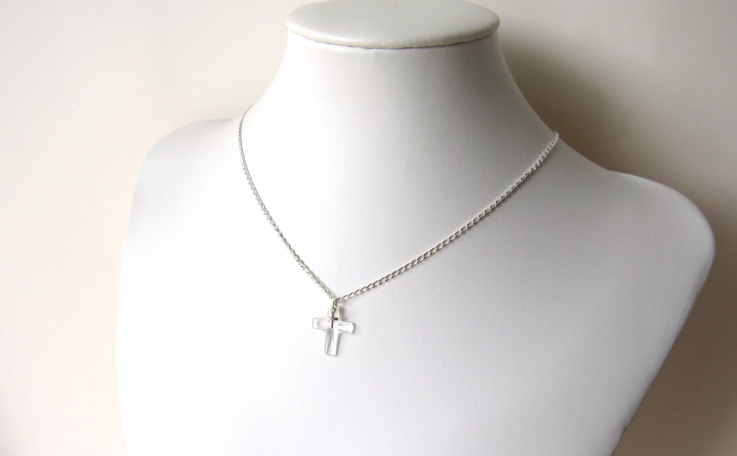 Silver Cross Necklace Tiny Cross Necklace Crystal Cross | Etsy