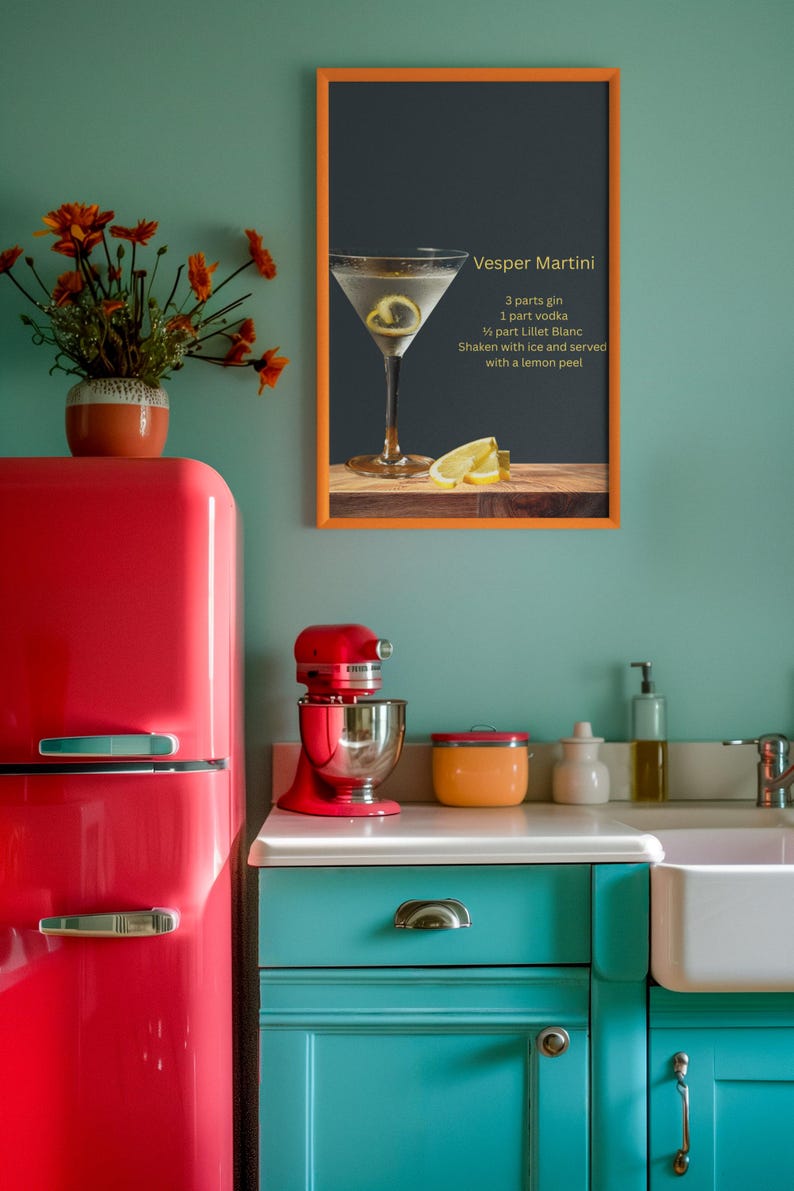 Vesper Martini Printable Wall Art, Cocktail Recipe Bar Decor, Drink ...