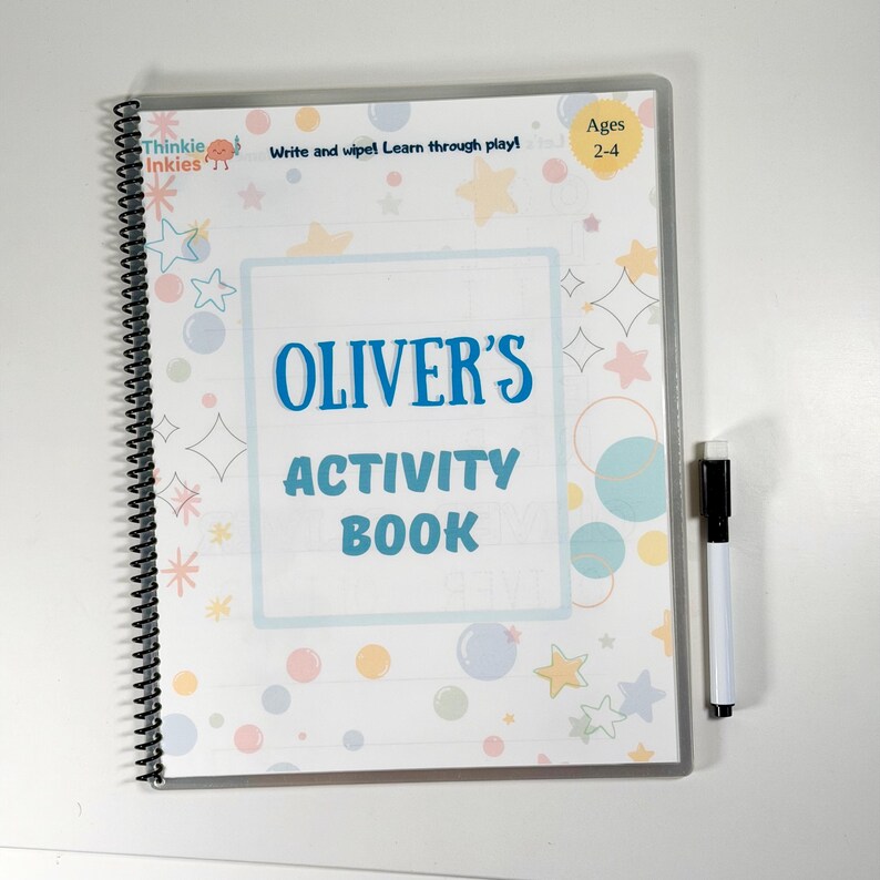 Personalized Write & Wipe Activity Book for Toddlers | Reusable ...