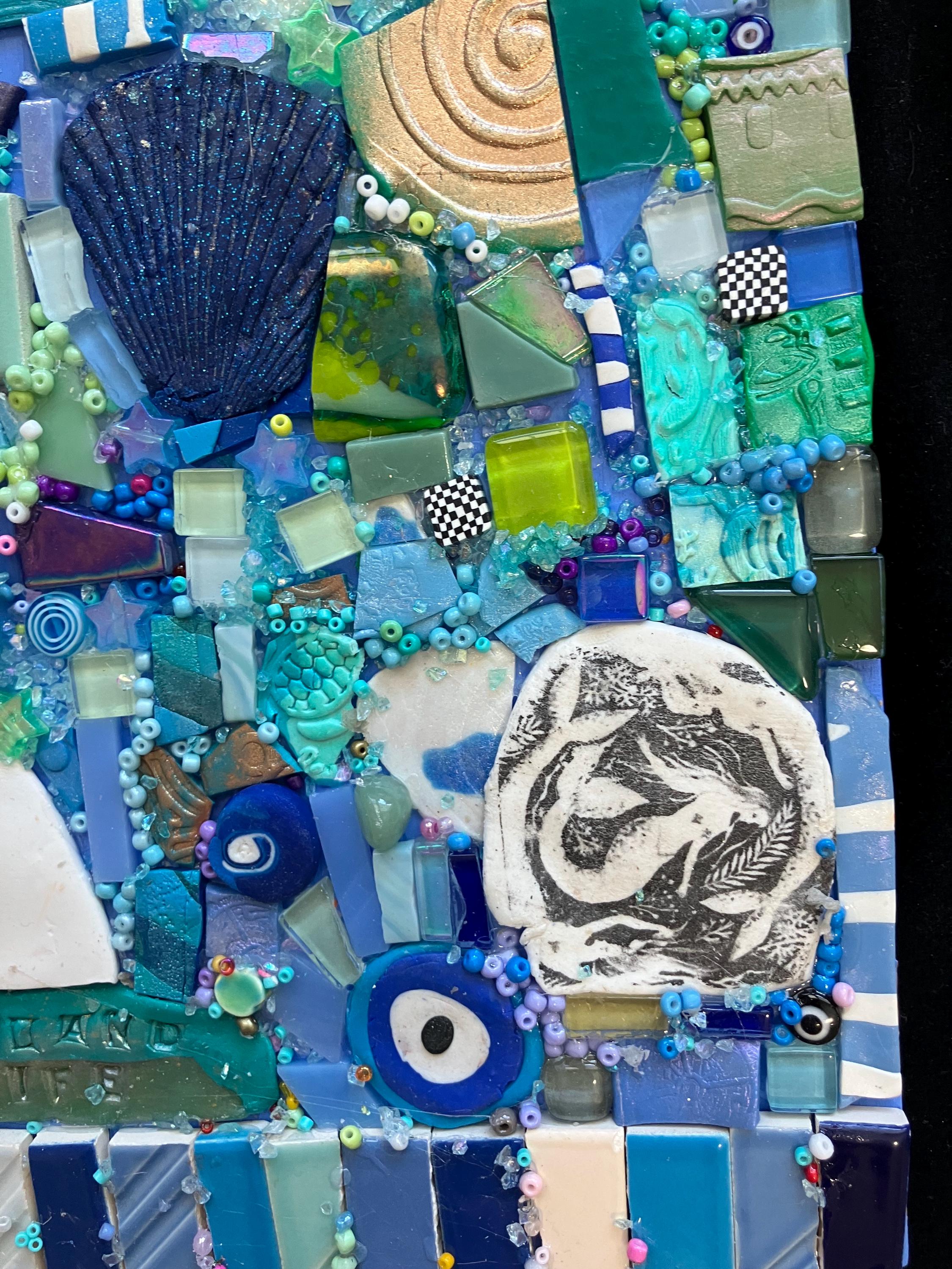 Handmade Clay/glass Mosaic Art “beach Life” Polymer Clay Original ...