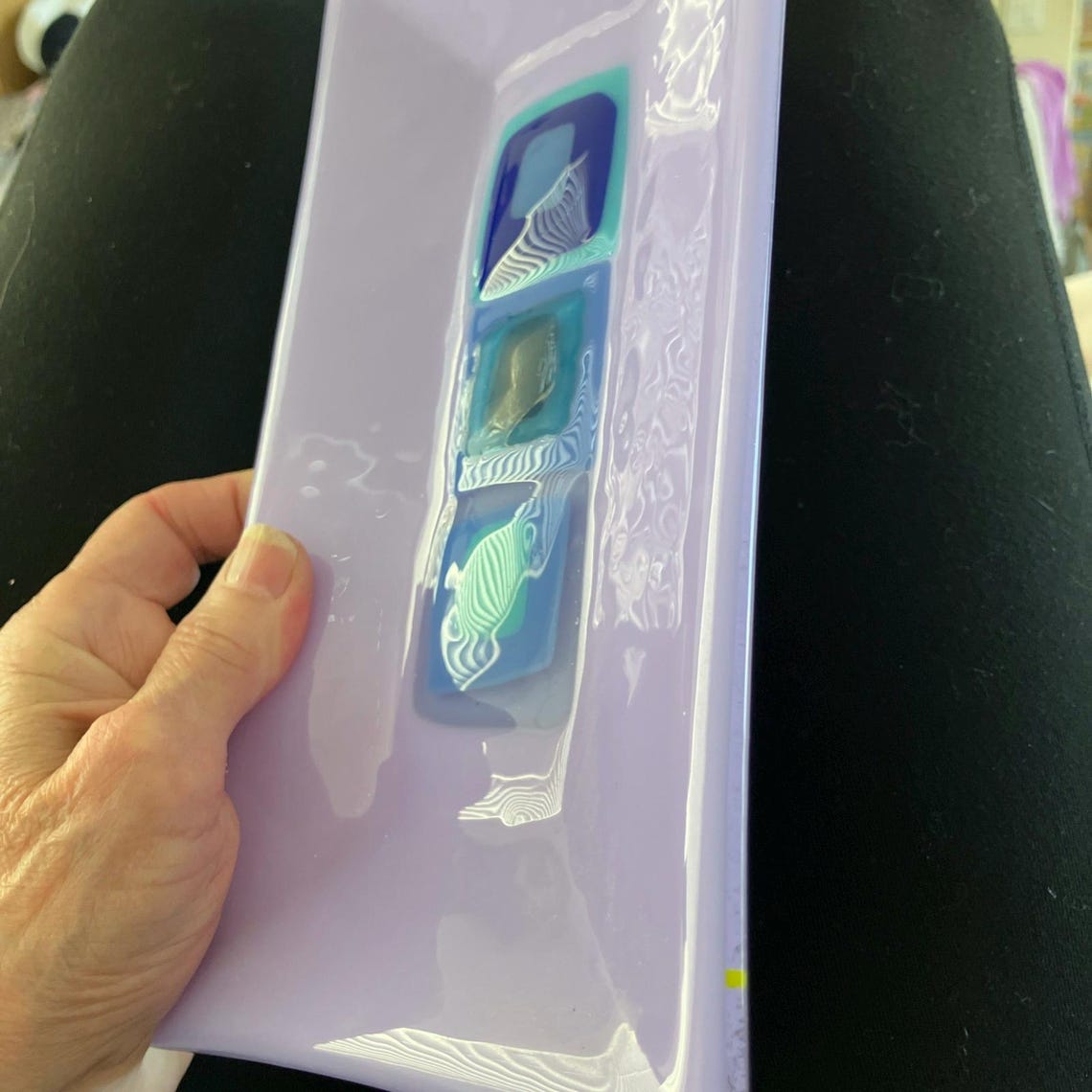 Modern Design Lavender Original Fused Art Glass Handmade9”x5 ...