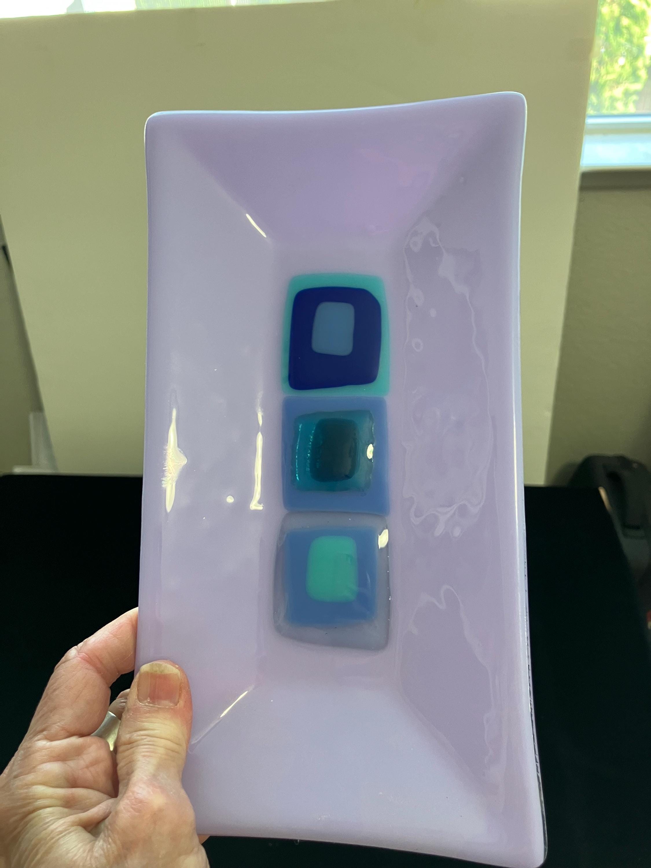 Modern Design Lavender Original Fused Art Glass Handmade9”x5 ...