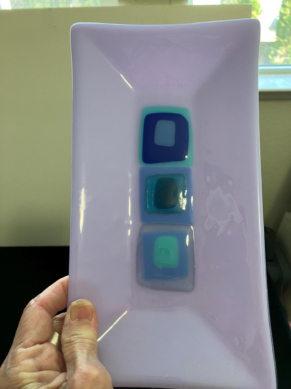 Modern Design Lavender Original Fused Art Glass Handmade9”x5 ...