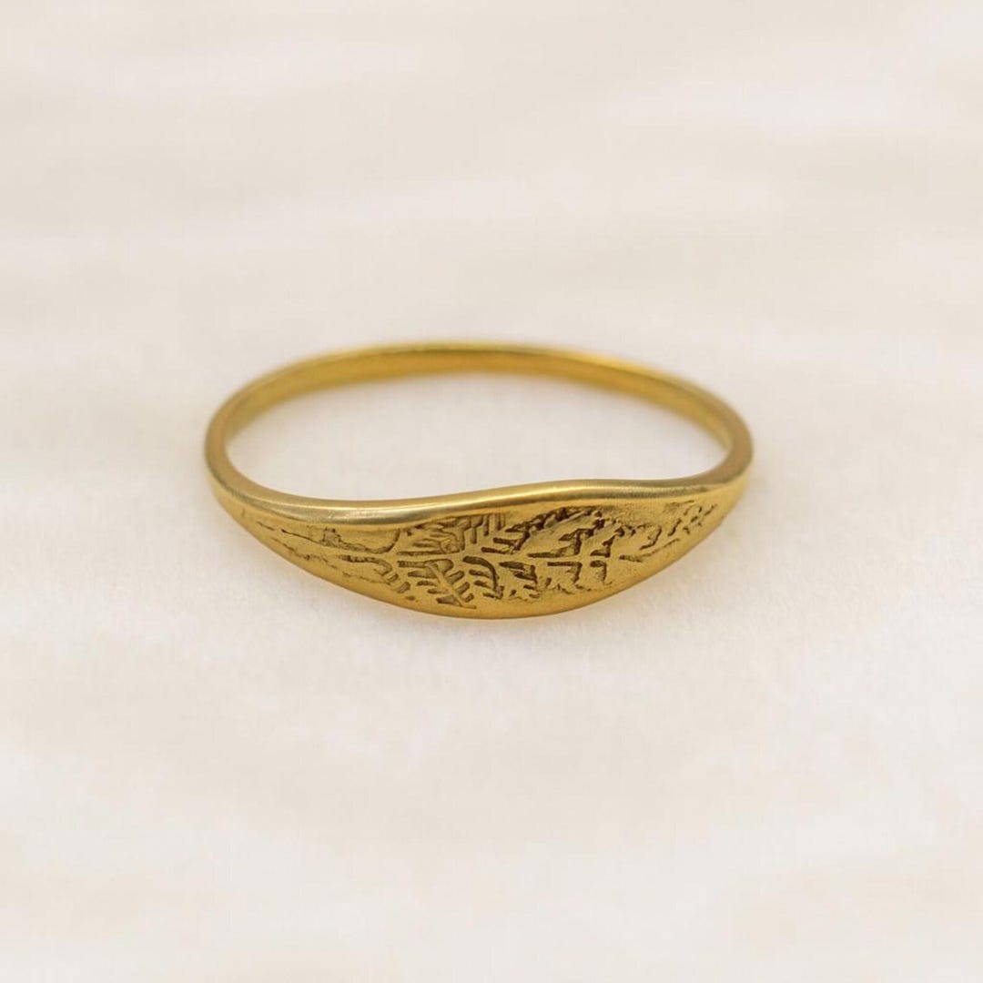Gold Vermeil Flower Leaf Ring: Dainty Floral Jewelry - Etsy