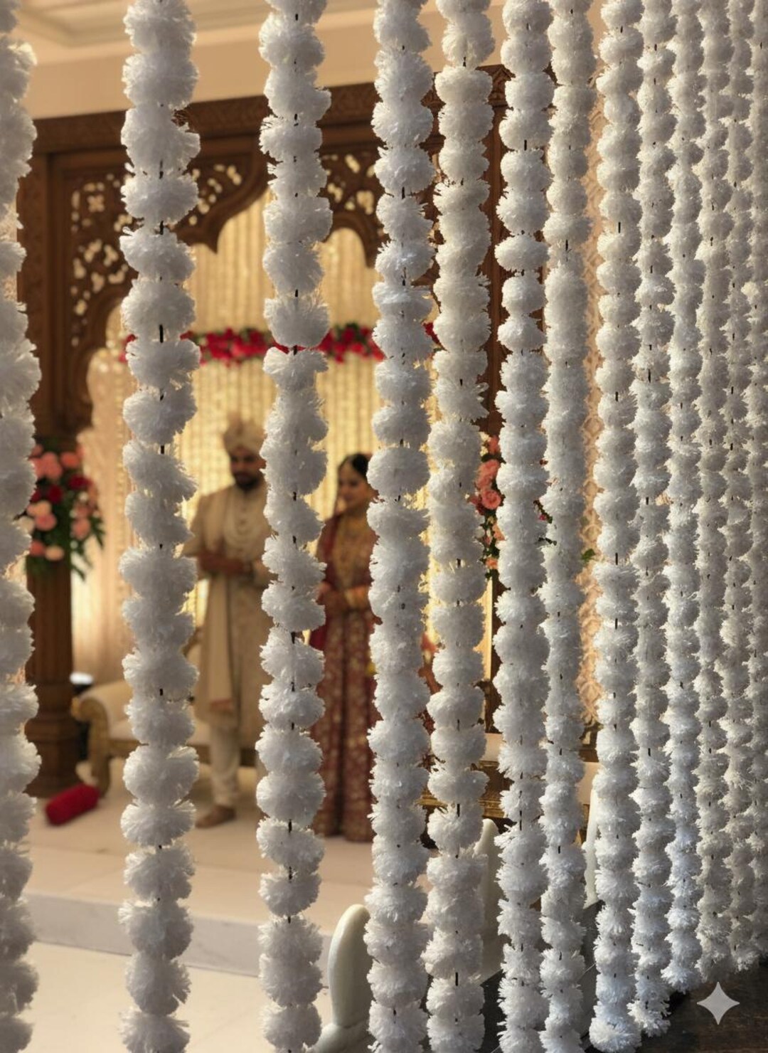 8 Feet 12 White Marigold String, Nikha Pardha String, Nikha Partition ...