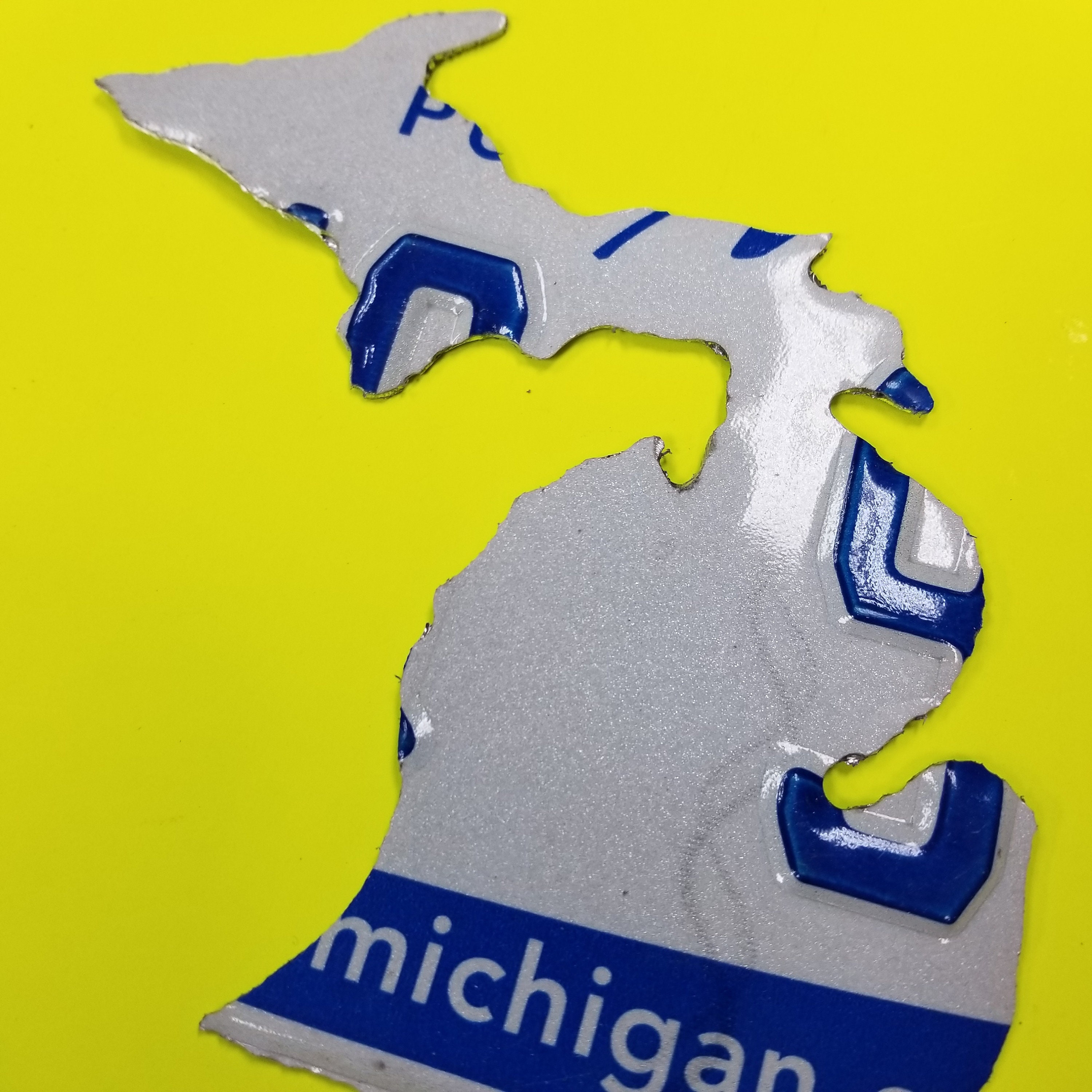 Magnet State of Michigan made from a license plate. Michigan | Etsy