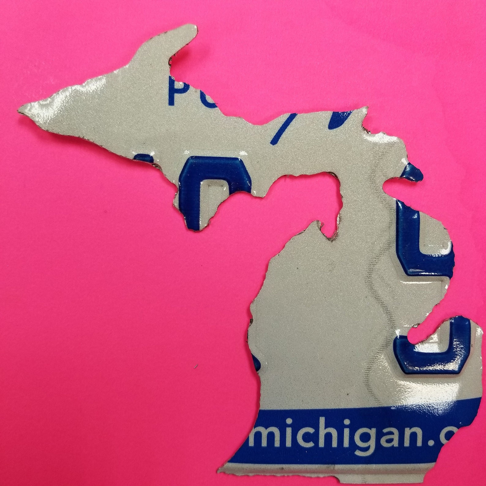 Magnet State of Michigan made from a license plate. Michigan | Etsy