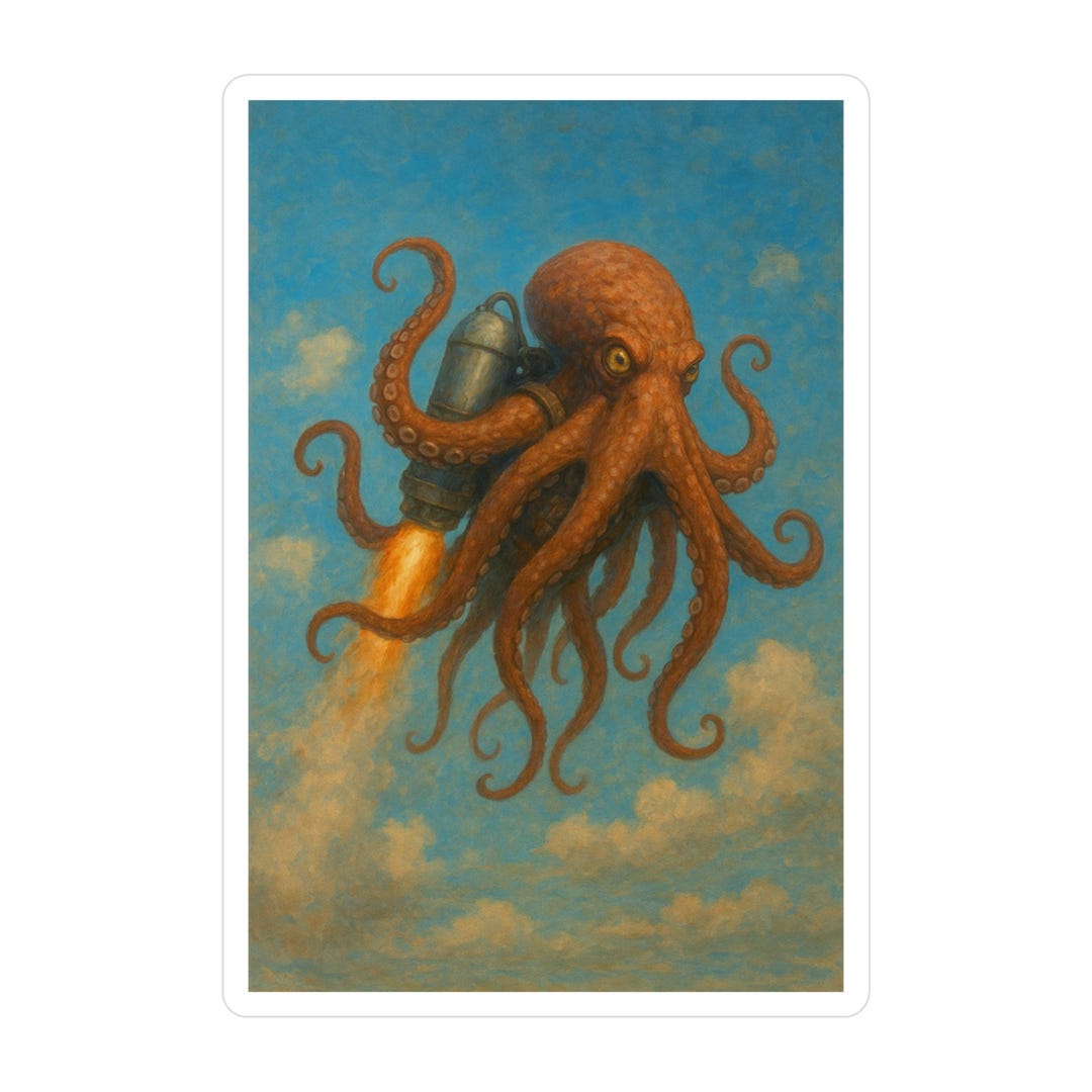 Rocket Octopus Vinyl Decals: Nautical Art Stickers - Etsy