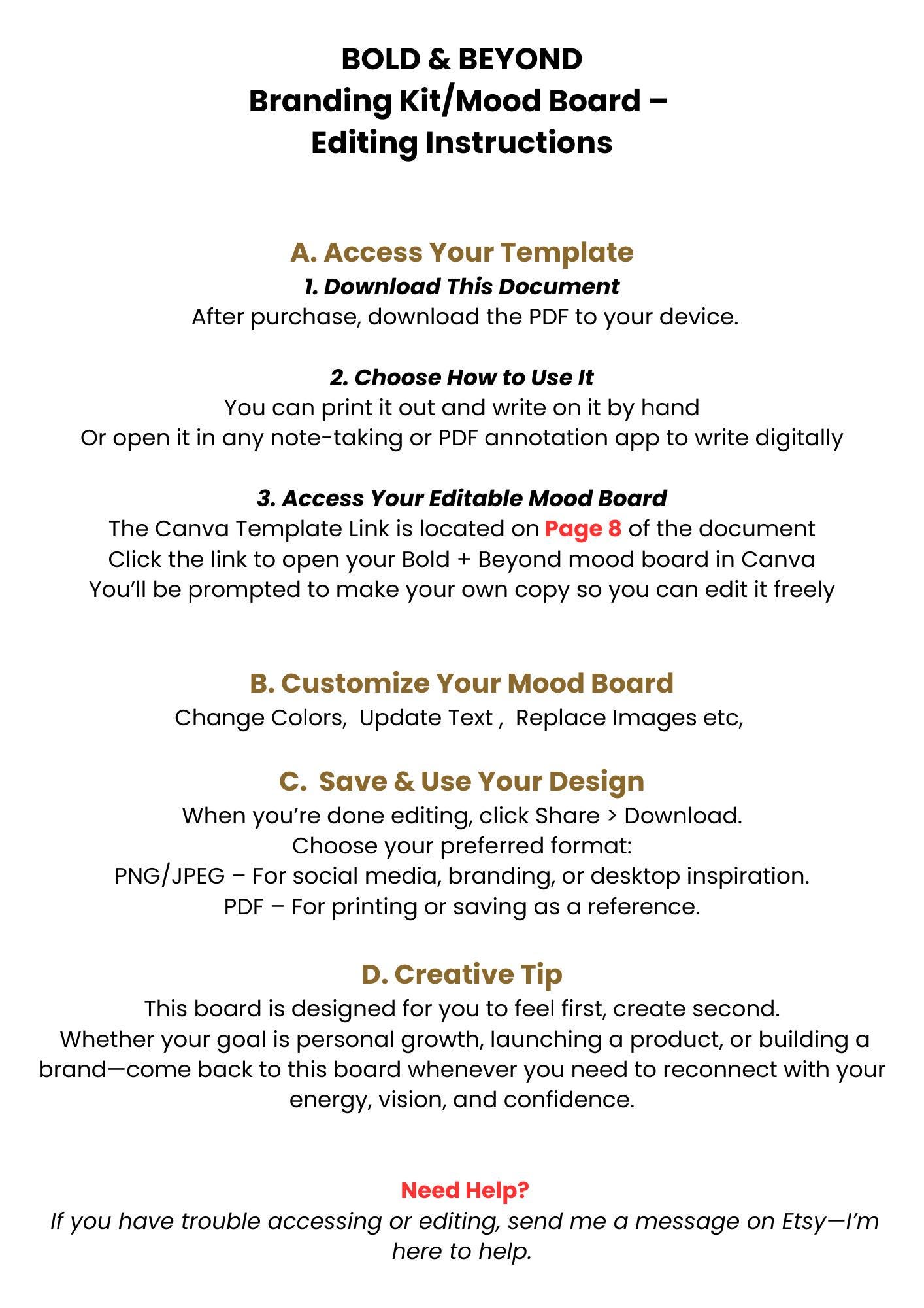 Bold + Beyond Mood Board Template | Canva Vision Board | Radiant ...