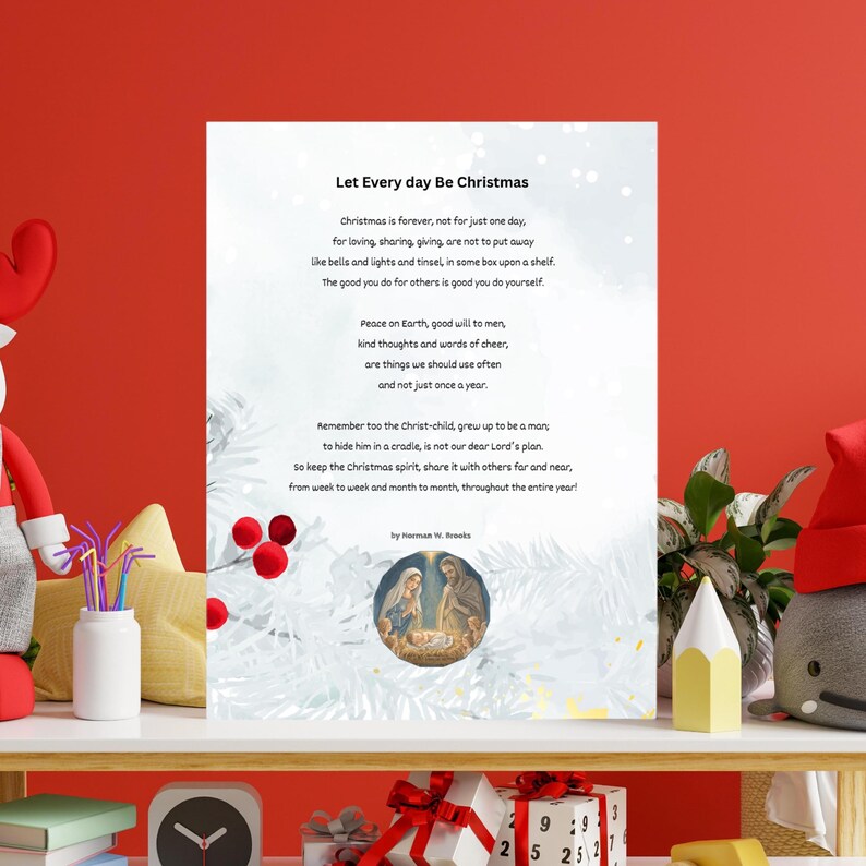 Christmas Poem Wall Art Digital Download Printable (11.7 X 16.5 Inches ...