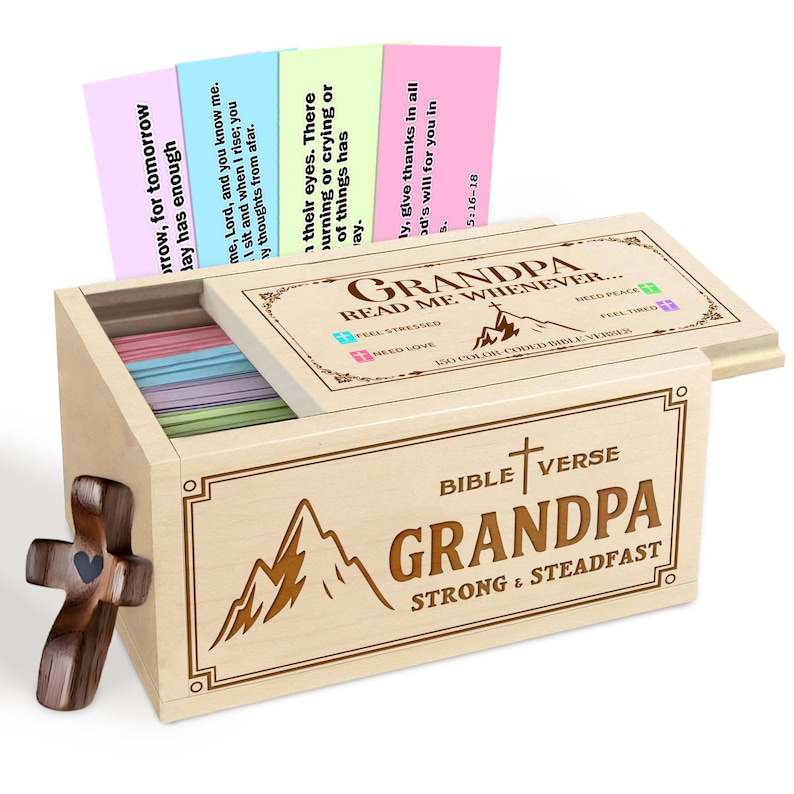 Personalized Engraved Bible Verse Box for Grandma: 150 Scripture Cards ...