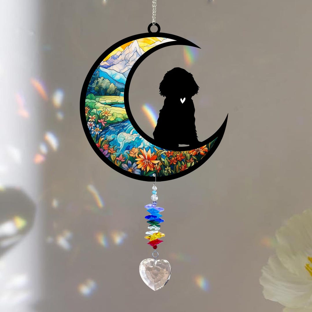 Personalized Cocker Spaniel Memorial Suncatcher: Heart Crystal Rainbow ...