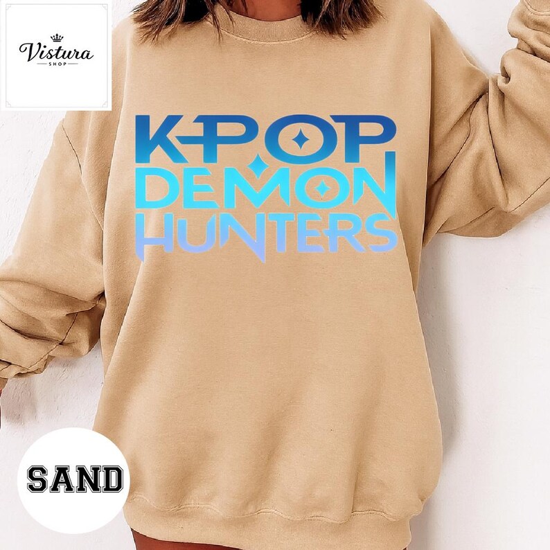 Kpop Demon Hunters Sweatshirt, Anime Graphic Crewneck, Sporty Grey ...