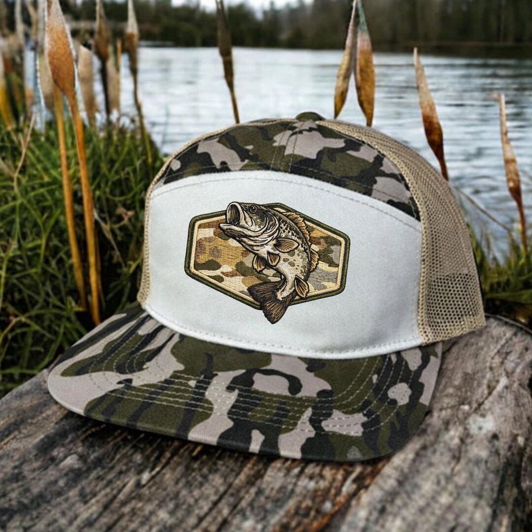 Embroidered Bass Largemouth Camouflage Trucker Hat, Fishing Camo ...