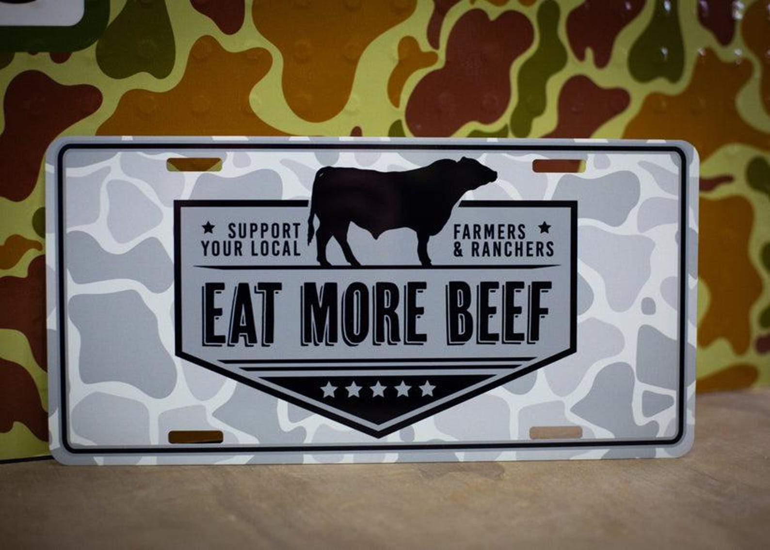 Beef License Plate Aluminum Vanity Tag Eat More Beef Cowboy Farm Ranch ...