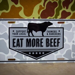 Beef License Plate Aluminum Vanity Tag Eat More Beef Cowboy Farm Ranch ...