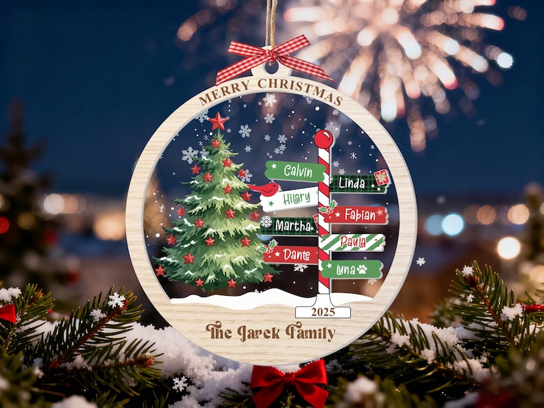 Family Name Christmas Tree Ornaments, Grandkids Names, 2025 ...