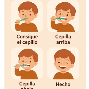Spanish Kids Brushing Teeth Chart: Educational Printable Poster (PDF ...