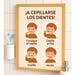 Spanish Kids Brushing Teeth Chart: Educational Printable Poster (PDF ...