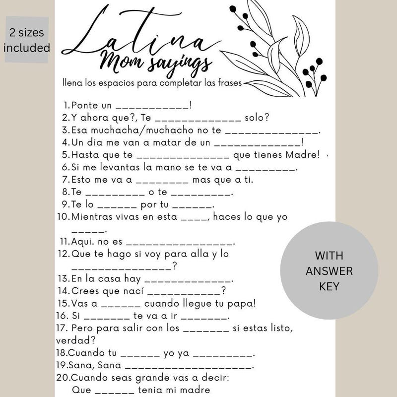 Spanish Sayings Game - Etsy