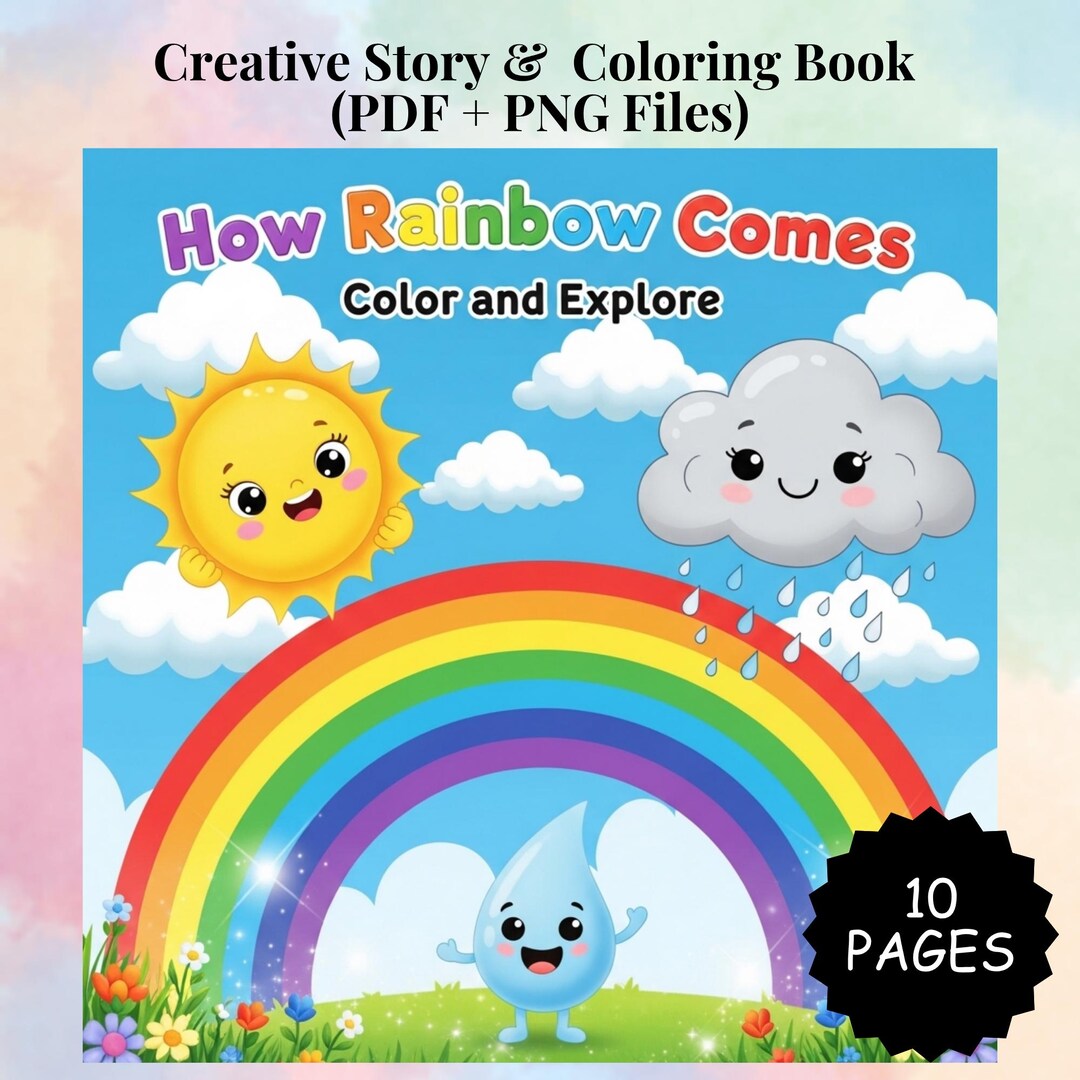 Rainbow Storybook Coloring Pages: Weather Science Activity (printable ...