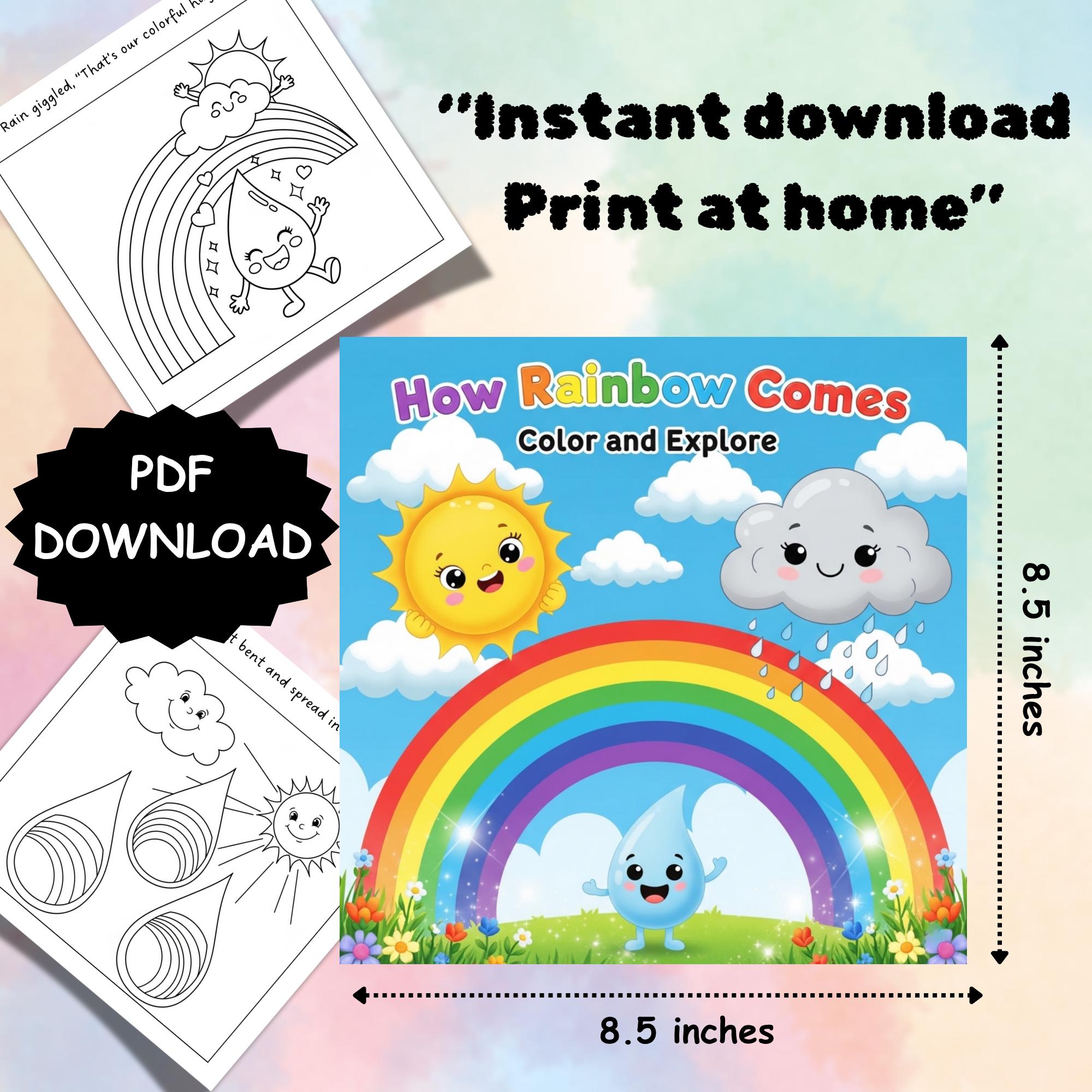 Rainbow Storybook Coloring Pages: Weather Science Activity (printable ...