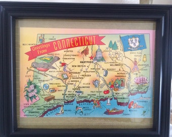 Map of Connecticut Art Print 8 X 10 - Etsy