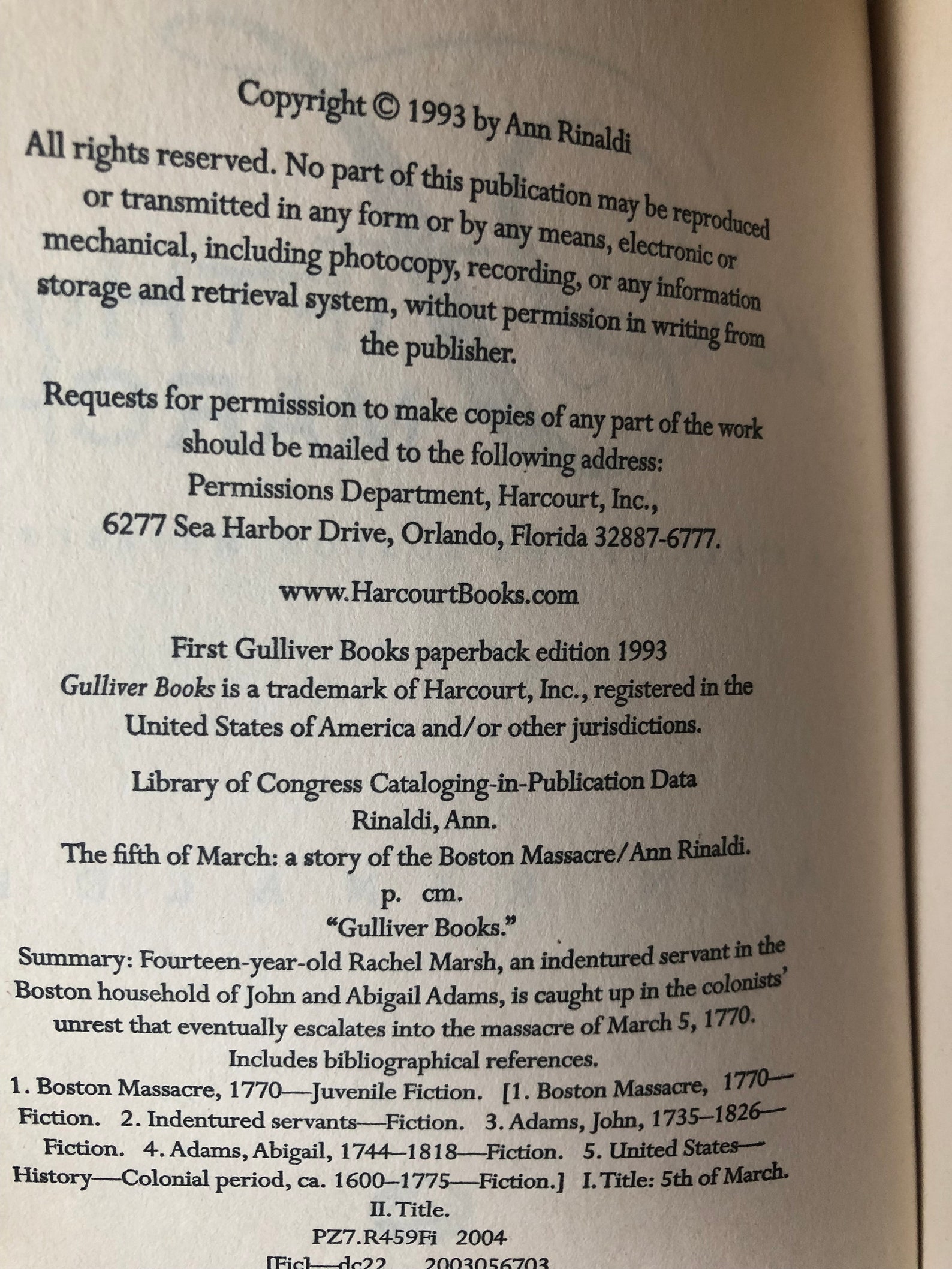 The Fifth of March by Ann Rinaldi -1993 Paperback- Teacher Materials ...