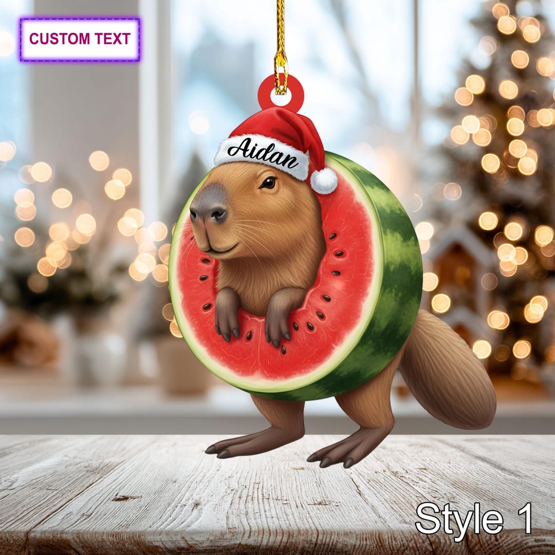 Custom Name Italian Brainrot Capybara Personalized Ornament, Christmas ...