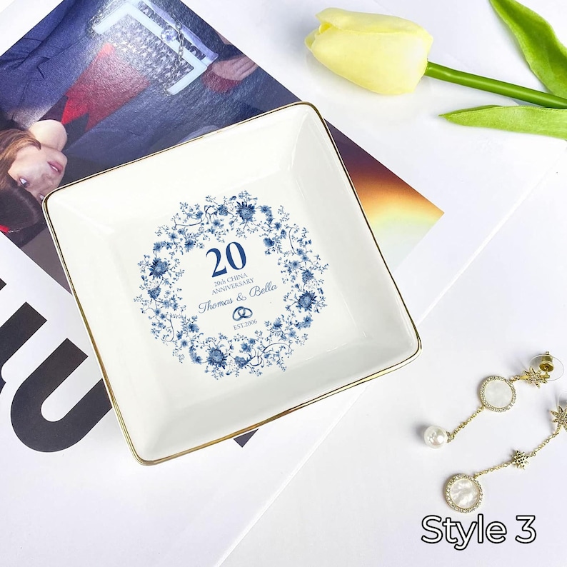 Personalized China Wedding Anniversary Jewelry Dish, 20th Wedding ...