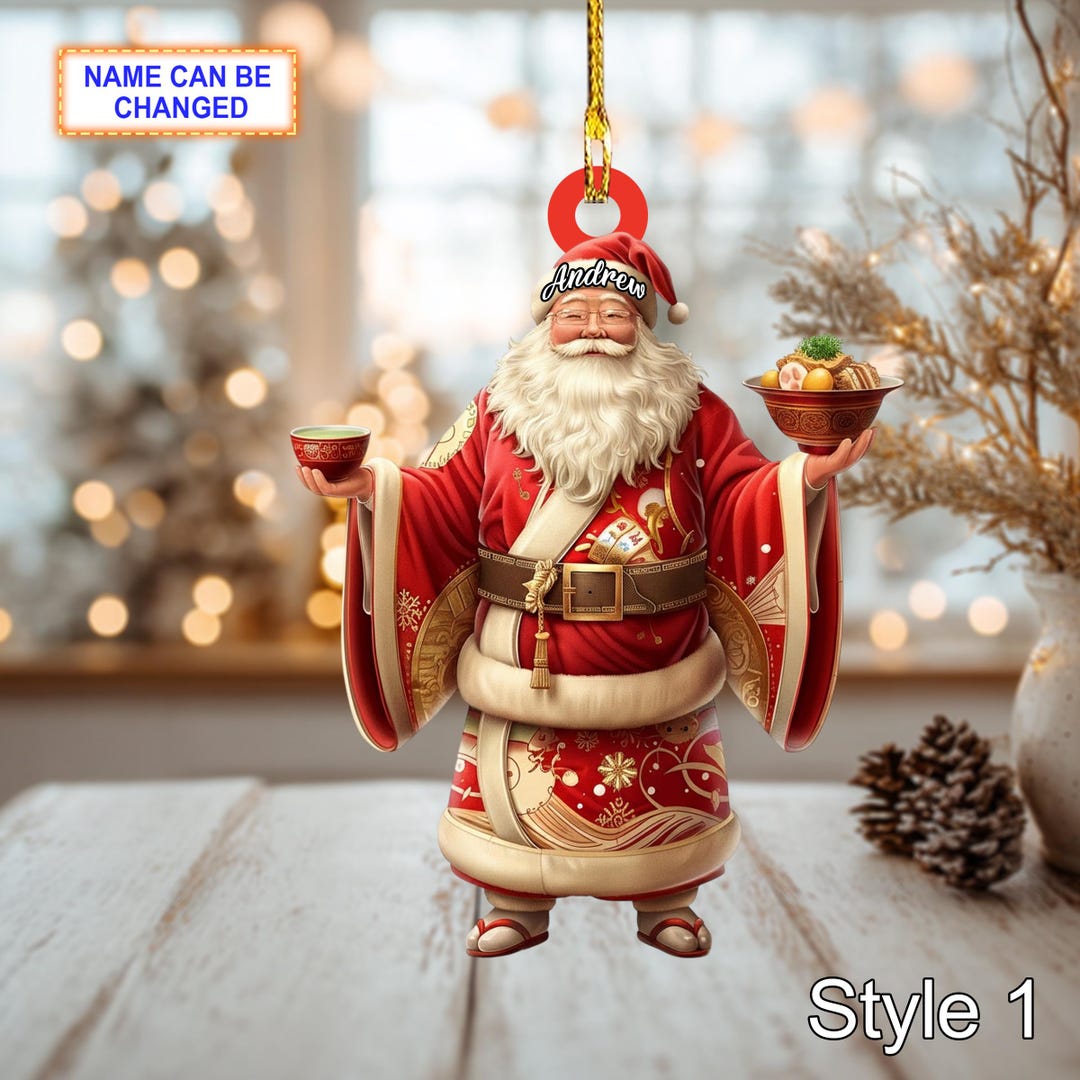Custom Japanese Santa Ornament, Personalized Acrylic or Wood Christmas ...
