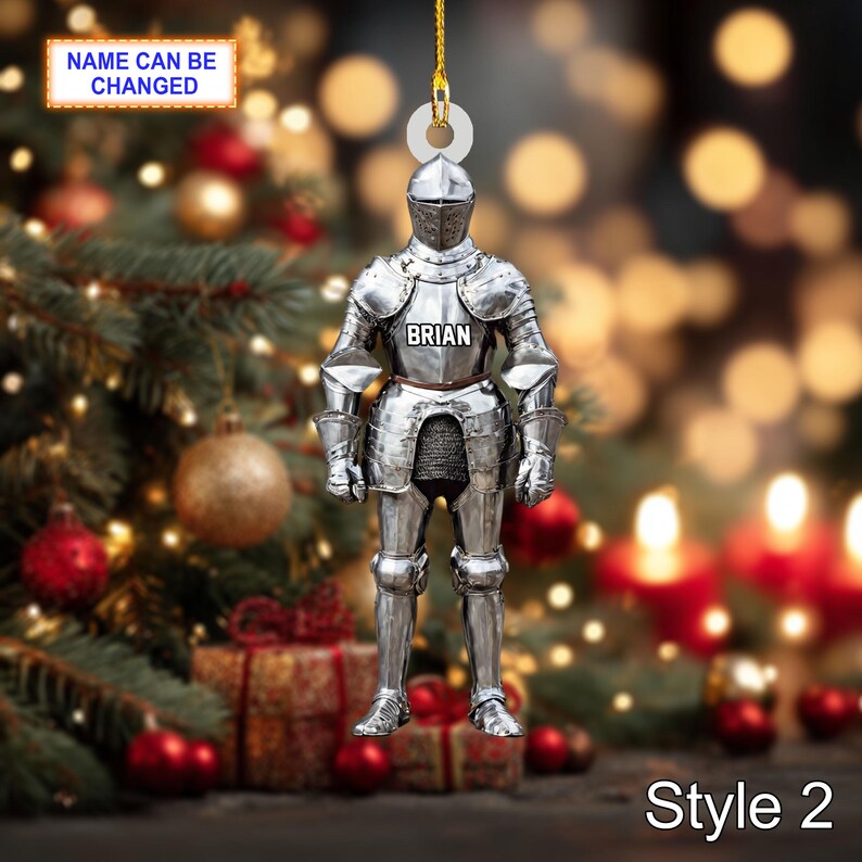 Custom Name Medieval Knight Armor Ornament, Christmas Tree Hanging ...