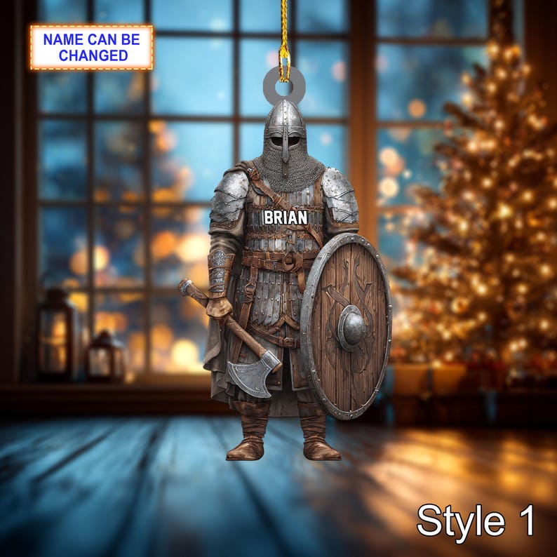 Custom Name Viking Armor Norse Warrior Ornament, Christmas Tree Hanging ...