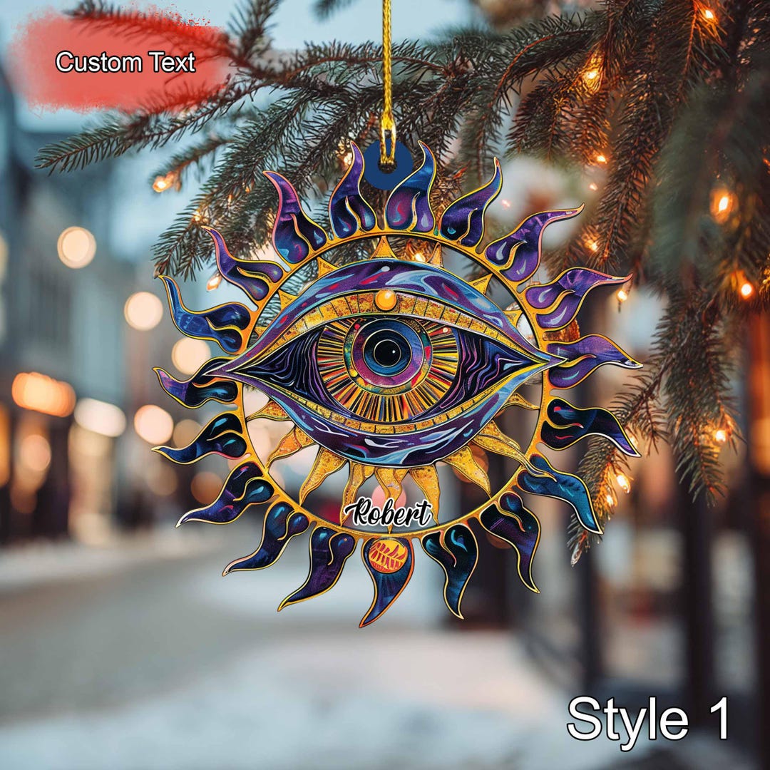 Mystic Solar Eye Christmas Ornament, Radiant Sunburst Acrylic Tree ...