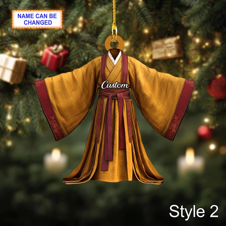 Custom Name Chinese Tang Suit Man Ornament, 2D Flat Acrylic Christmas ...