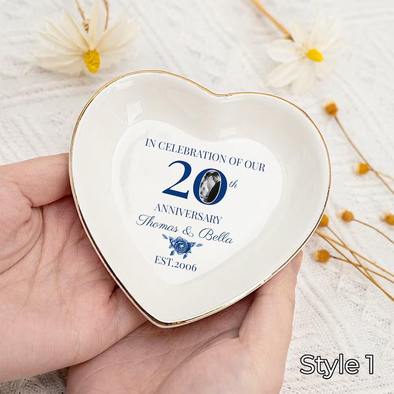 Personalized China Wedding Anniversary Jewelry Dish, 20th Wedding ...