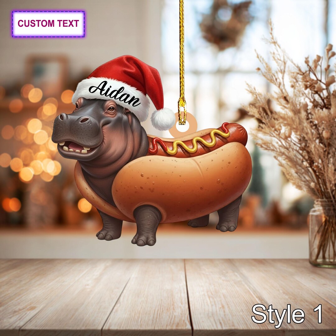 Custom Name Italian Brainrot Hippo Personalized Ornament, Christmas ...
