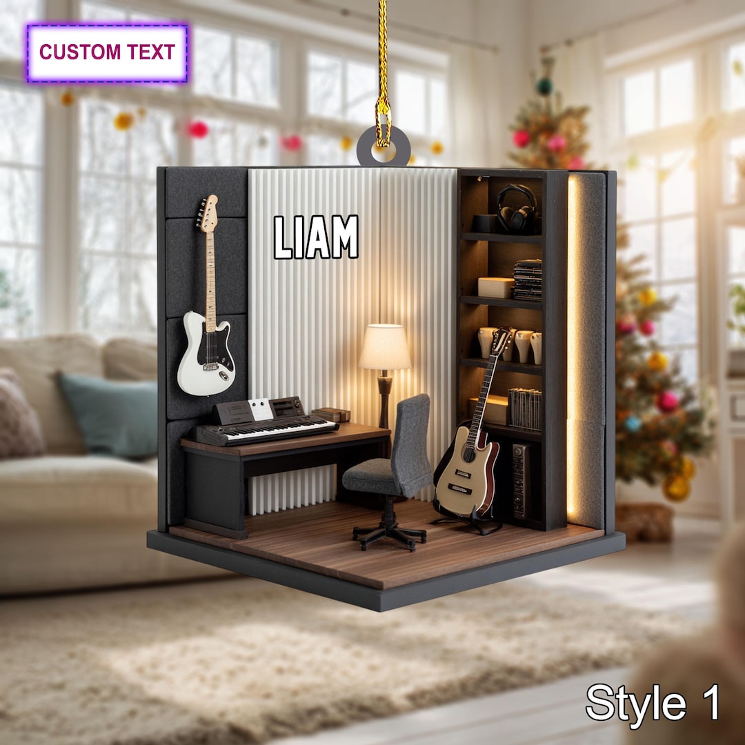 Custom Name Singer Office Workspace Christmas Ornament, 2D Flat ...