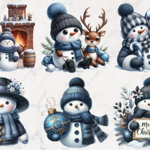 Snowman Snowboarder PNG Bundle, Holiday Christmas Clip Art (digital ...