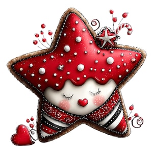 Christmas Star Cookie Clipart PNG Bundle, Holiday Graphics (digital ...