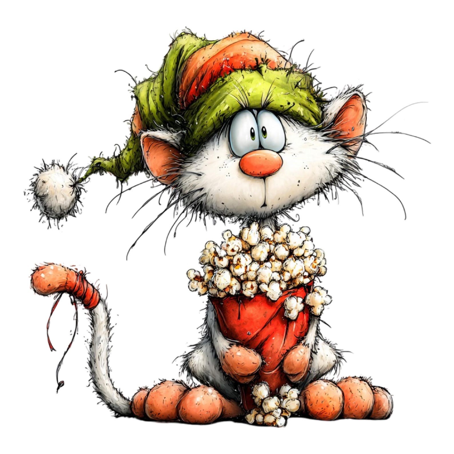 Whimsical Christmas Cat Clipart Bundle, Funny Grinch Kitty PNG (instant ...