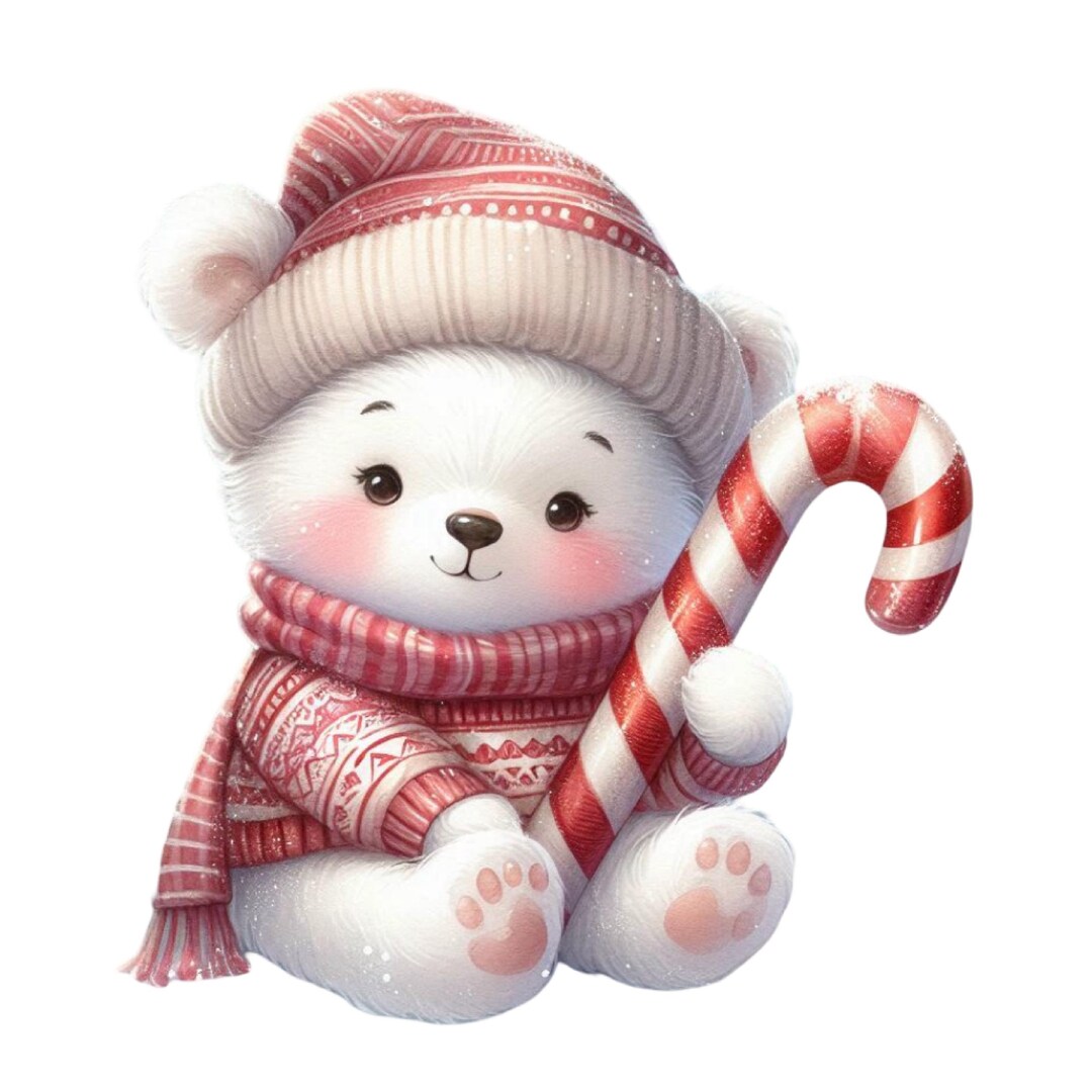 Christmas Bear Clipart PNG Bundle, Whimsical Winter Graphics (digital ...