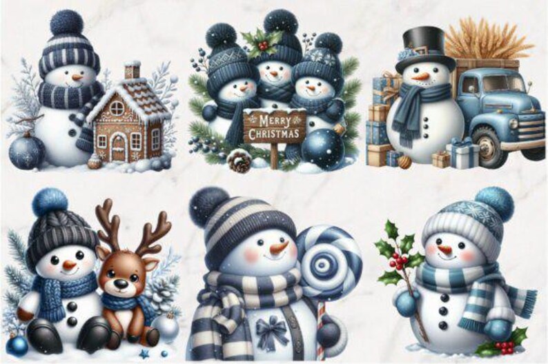 Sledding Snowman Clipart Bundle, Winter Graphics (digital Download) - Etsy