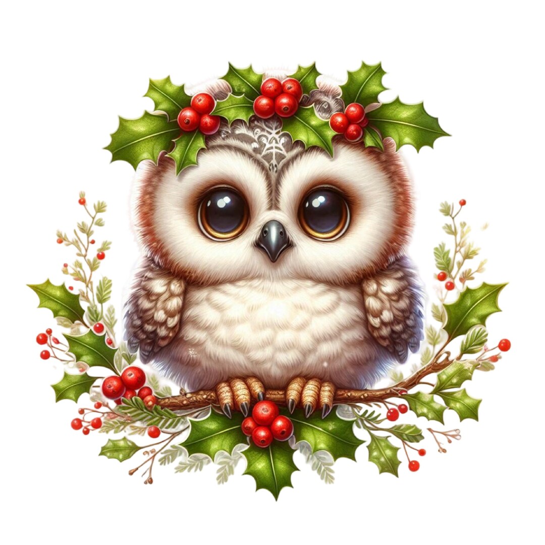 Watercolor Christmas Owl Clipart Bundle, Holiday Graphics (digital ...