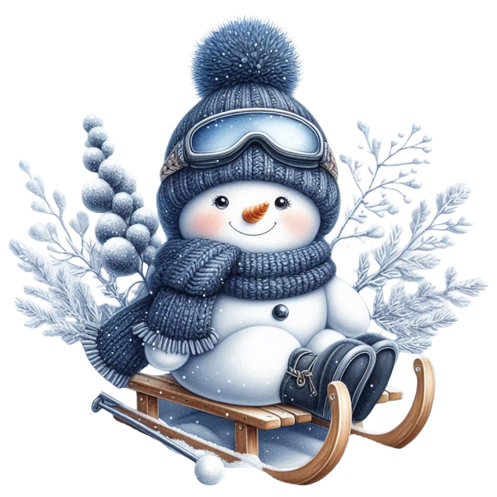Sledding Snowman Clipart Bundle, Winter Graphics (digital Download) - Etsy